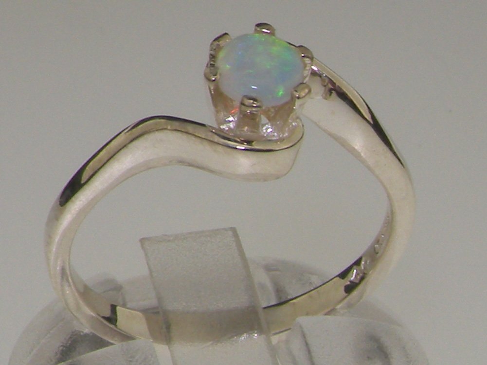 925 Sterling Silver Natural Opal Womens Solitaire Ring - Size 7.5