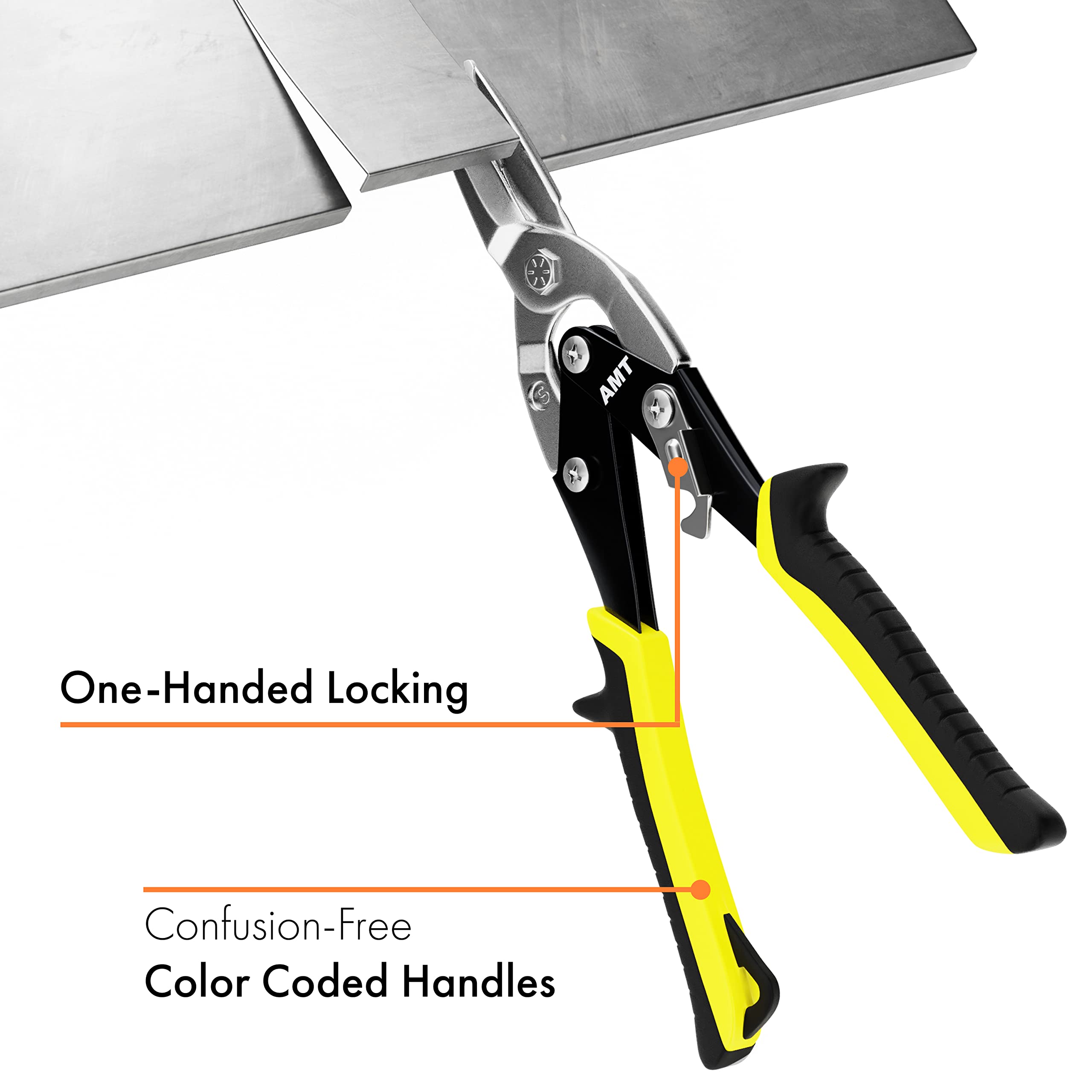 AMERICAN MUTT TOOLS 10 Inch Straight Cut Tin Snips Heavy Duty โ CrMo Sheet Metal Cutter โ Aviation Snips for Sheet Metal โ Sheet Metal Snips, Sheet Metal Shears Tin Snips for Cutting Metal Sheet