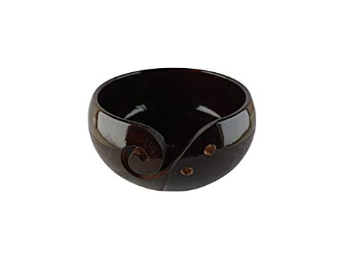 IBLAY Wooden Yarn Bowl Holder Rosewood - Knitting Bowl with Holes Storage - Crochet Yarn Holder Bowl - Perfect for Women Gift