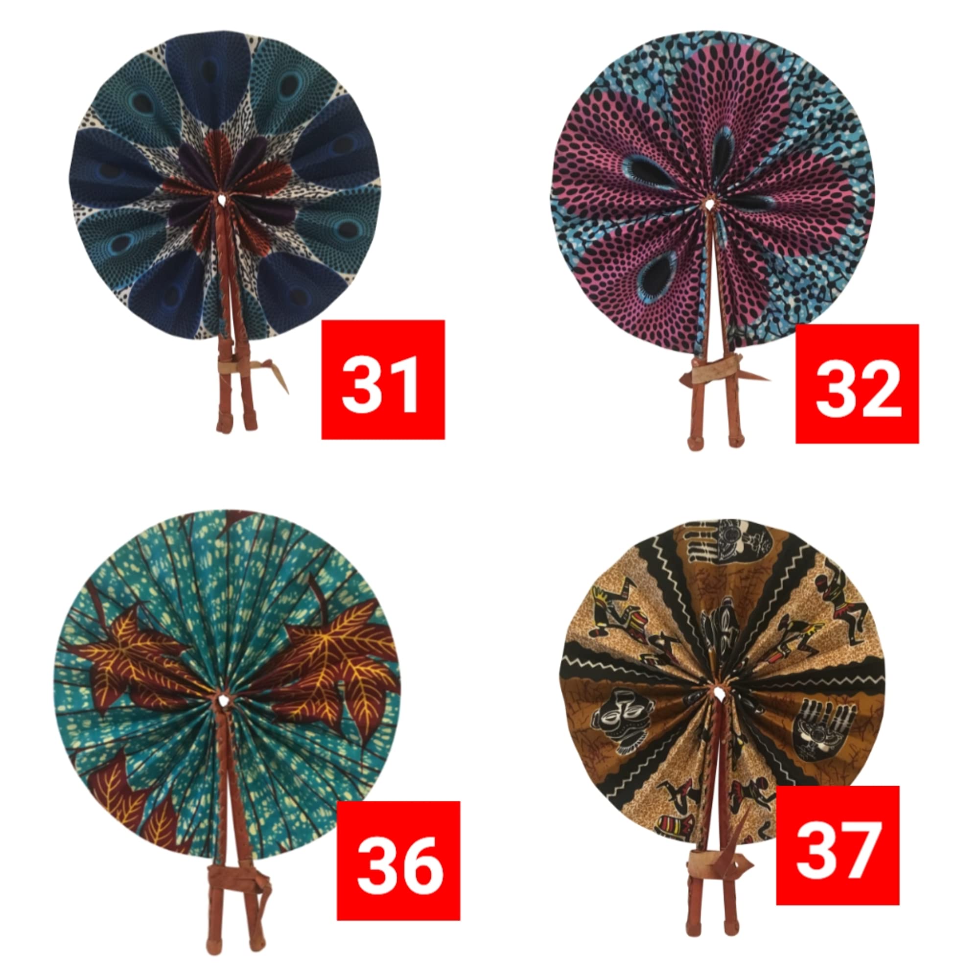 African Folding Hand Fan 3 Pack Set #1