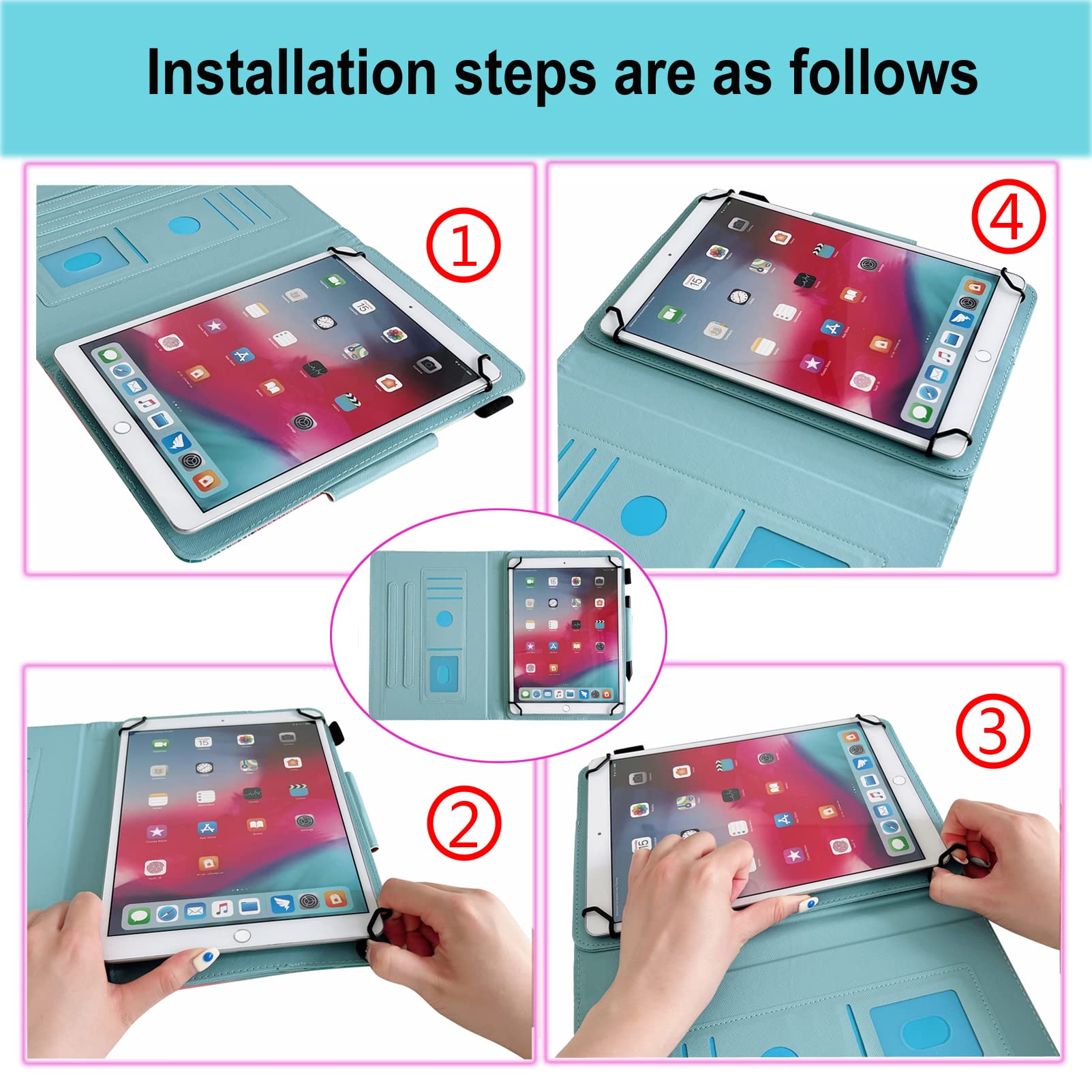 9.5-10.5 inch Tablet Universal Case, Synthetic Leather Case Cover for iPad Air,New iPad 5th/6th Gen, Samsung Galaxy Tab A 10.1/Tab E 9.6 and More 9.5-10.5inch Tablet, Purple Butterfly