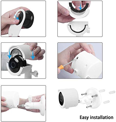 Wall Mount + Weatherproof Case for YI Home Camera - by Koroao - Indoor/Outdoor Security Bracket More Stable and Flexible (1-Pack, White)