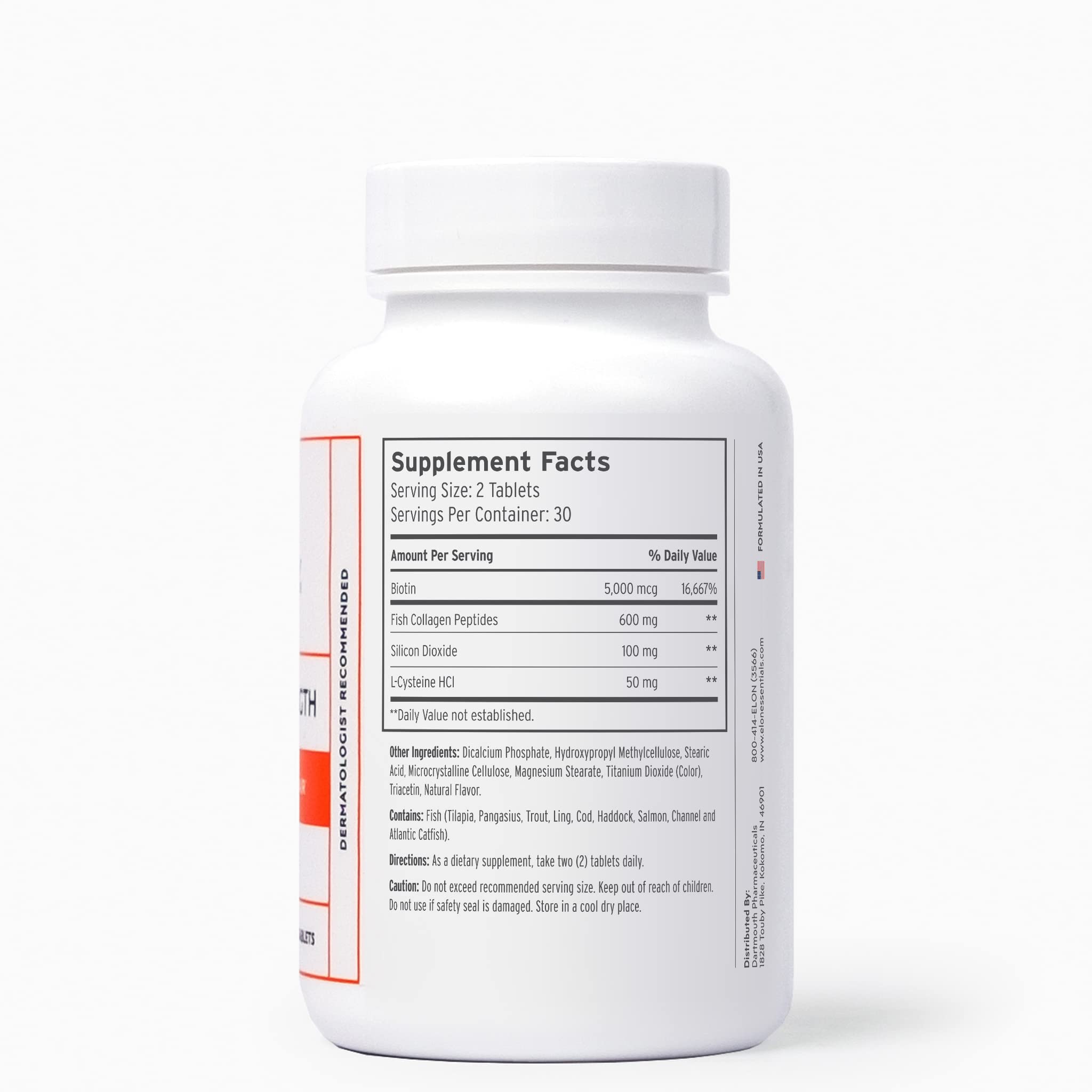 Elon R3 Hair Growth Supplement for Women – Vitamins w/ 5000 mcg Biotin Per Serving & Collagen Peptides for Healthy, Thick Hair – Extra Strength - Extended Release (60 Tablets)
