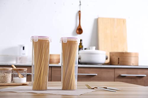 Komax Spaghetti Container β Dry Food Storage Containers with Lids β BPA-Free Round Plastic Canister Set for Pasta Storage β Pasta Containers for Pantry - Dishwasher Safe Airtight Containers (Set of 2)