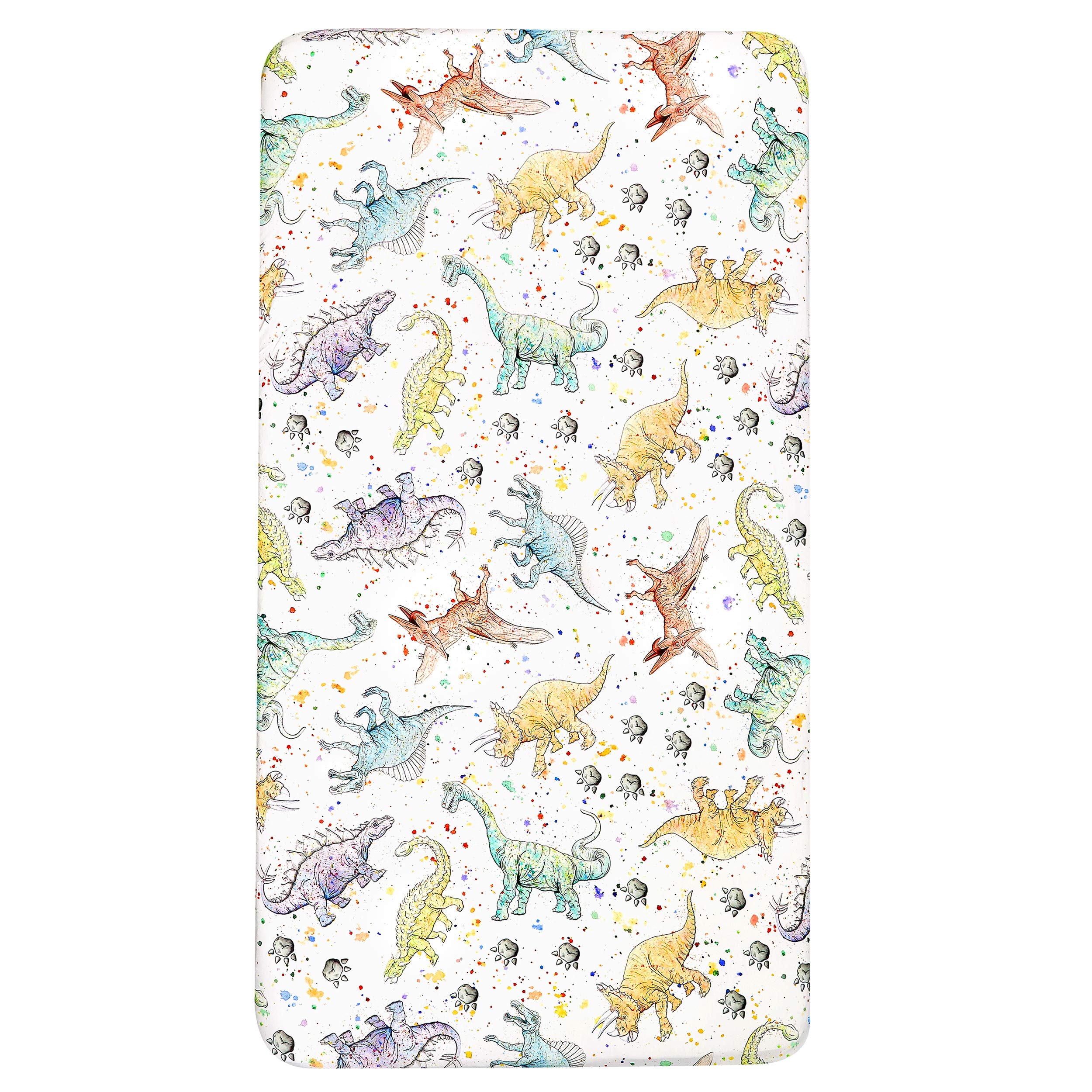 Watercolor Dinosaur Jersey Knit Cotton Crib Sheet | Extra Soft and Stretchy