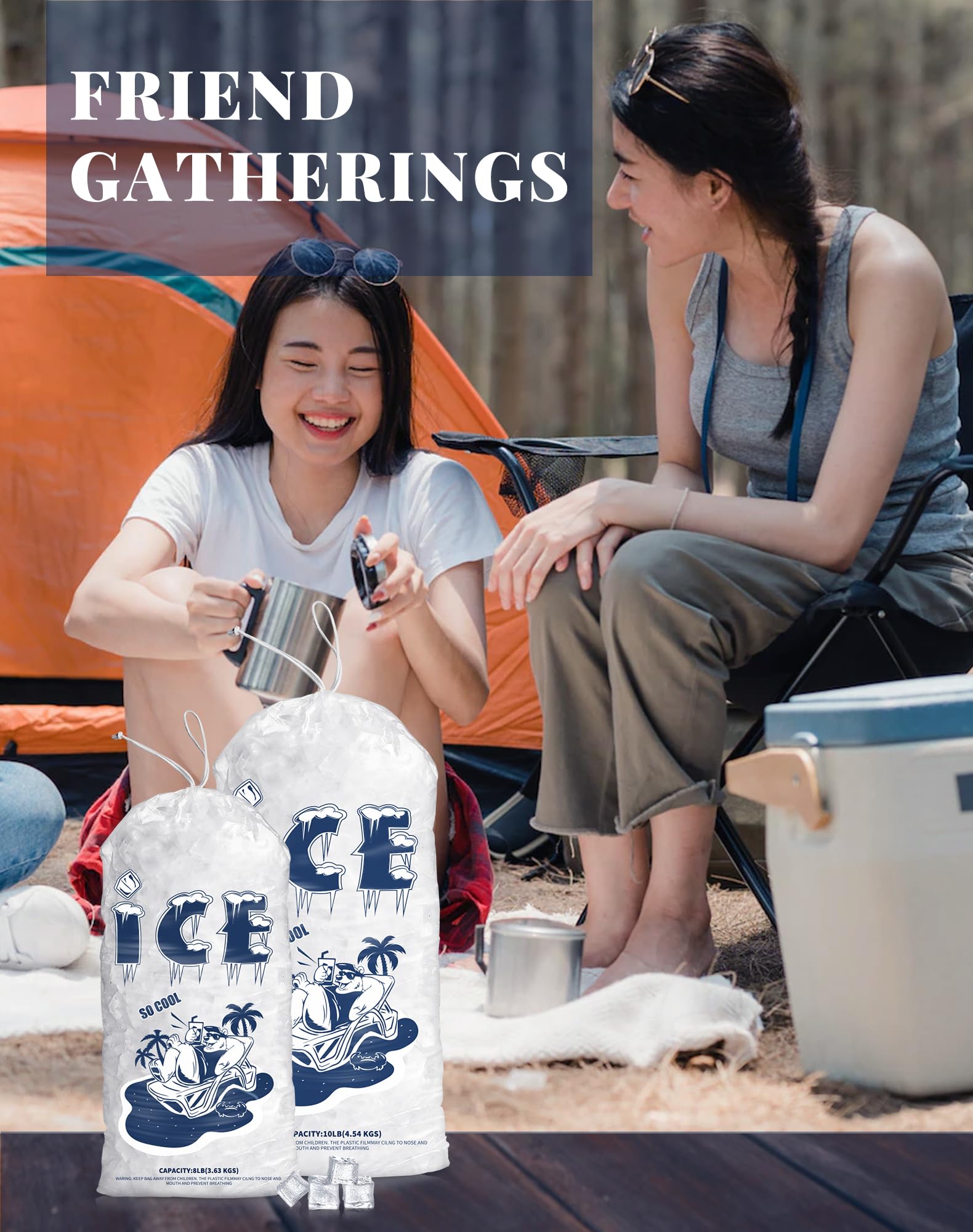 50 Pack Ice Bags 5 lb, Heavy-Duty Ice Bags with Drawstring(2 Mils Thickness)