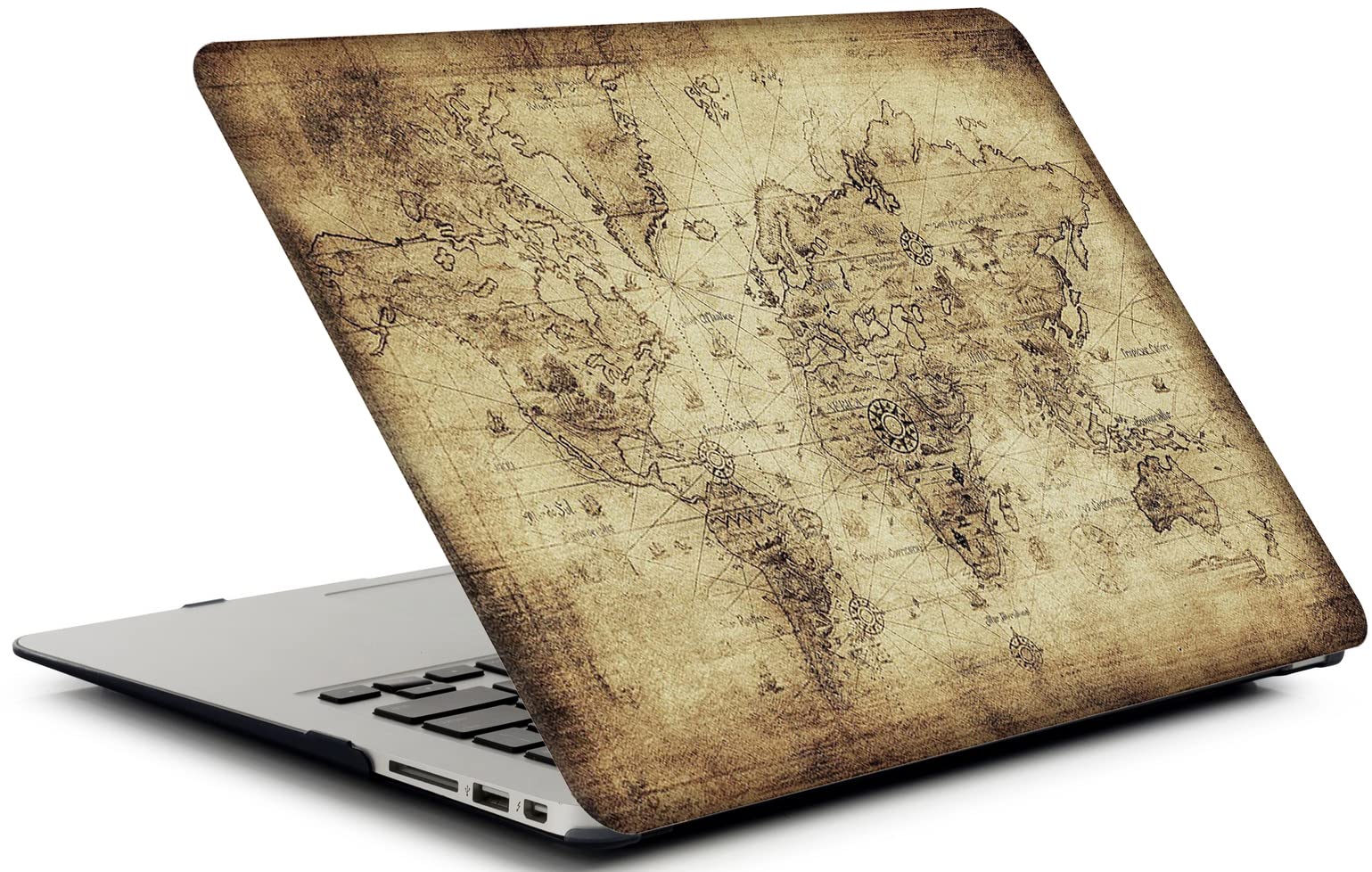 AMCJJ Compatible with MacBook Air 13 Inch Case 2021 2020 Release A2337 M1/A2179 with Retina & Touch ID, Shiny Plastic Hard Shell Case & Keyboard Cover, World Map