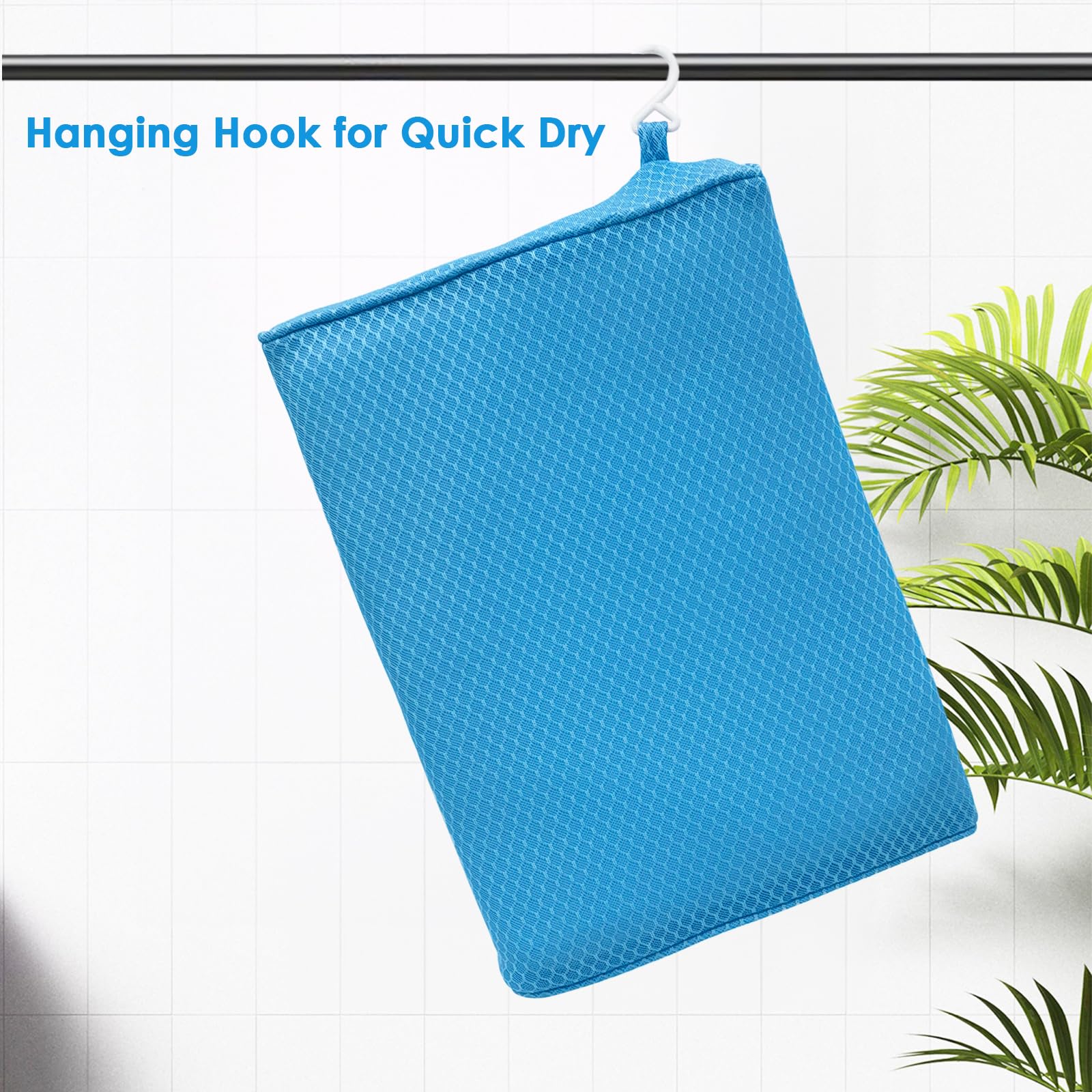 AEROiVi Shower Seat Cushion for Shower Chairs, Transfer Benches in Bathtub, Cushion for Sauna, 3D Mesh Pad with Hook, Slip-Resistant, Design for Elderly, Senior, Handicap & Disabled
