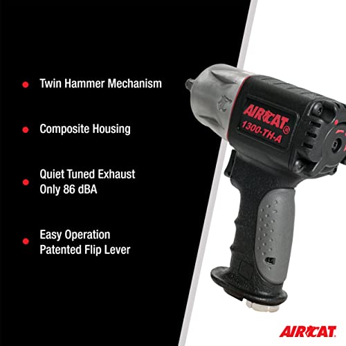 AIRCAT Pneumatic Tools 1300-TH-A: 3/8-Inch Composite Impact Wrench 600 ft-lbs