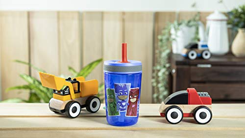 Zak Designs Kelso Tumbler 2pc Set, Leak-Proof Screw-On Lid with Straw Made of Durable Plastic and Silicone, Perfect Bundle for Kids, 2 Count (Pack of 1), PJ Masks Catboy Owlette Gekko