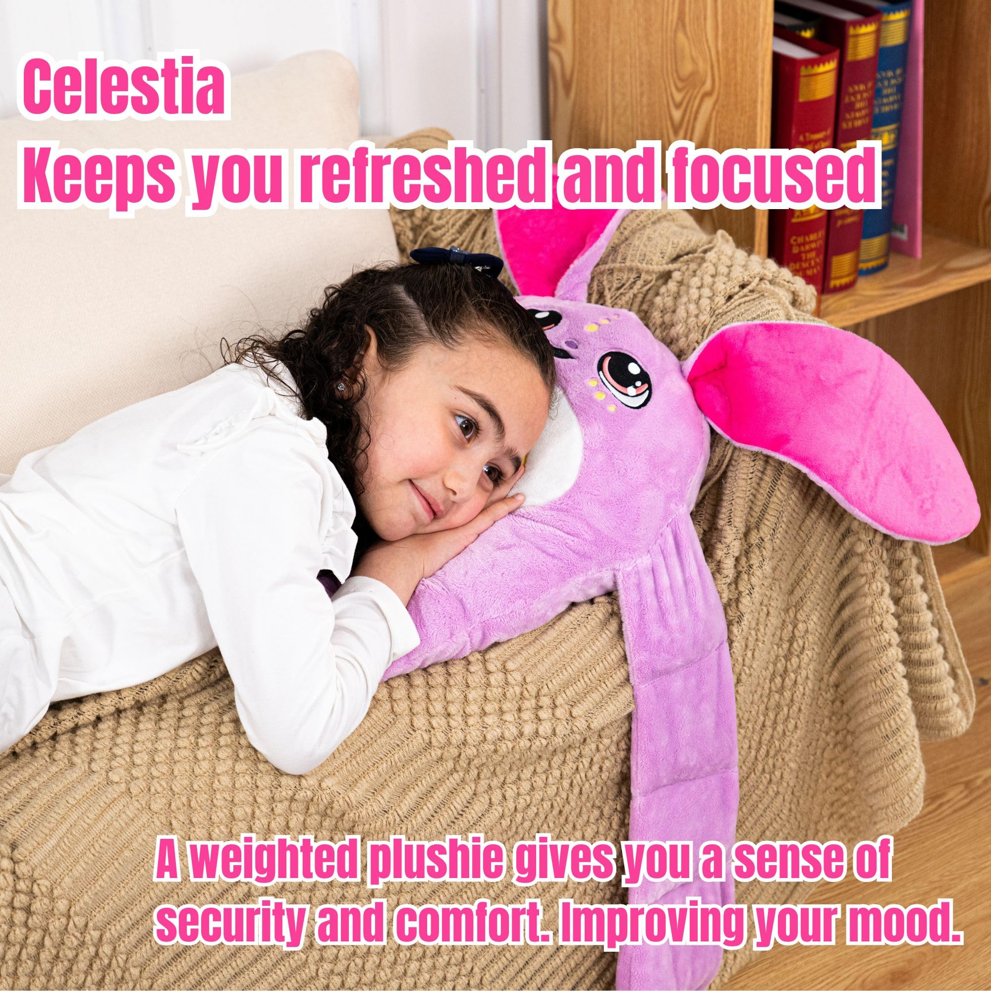 5lbs Weighted Stuffed Animal for Stress Relief, Comfort & Relaxation - Celestia Gives Incredible Hugs for Adults & Kids (Celestia)