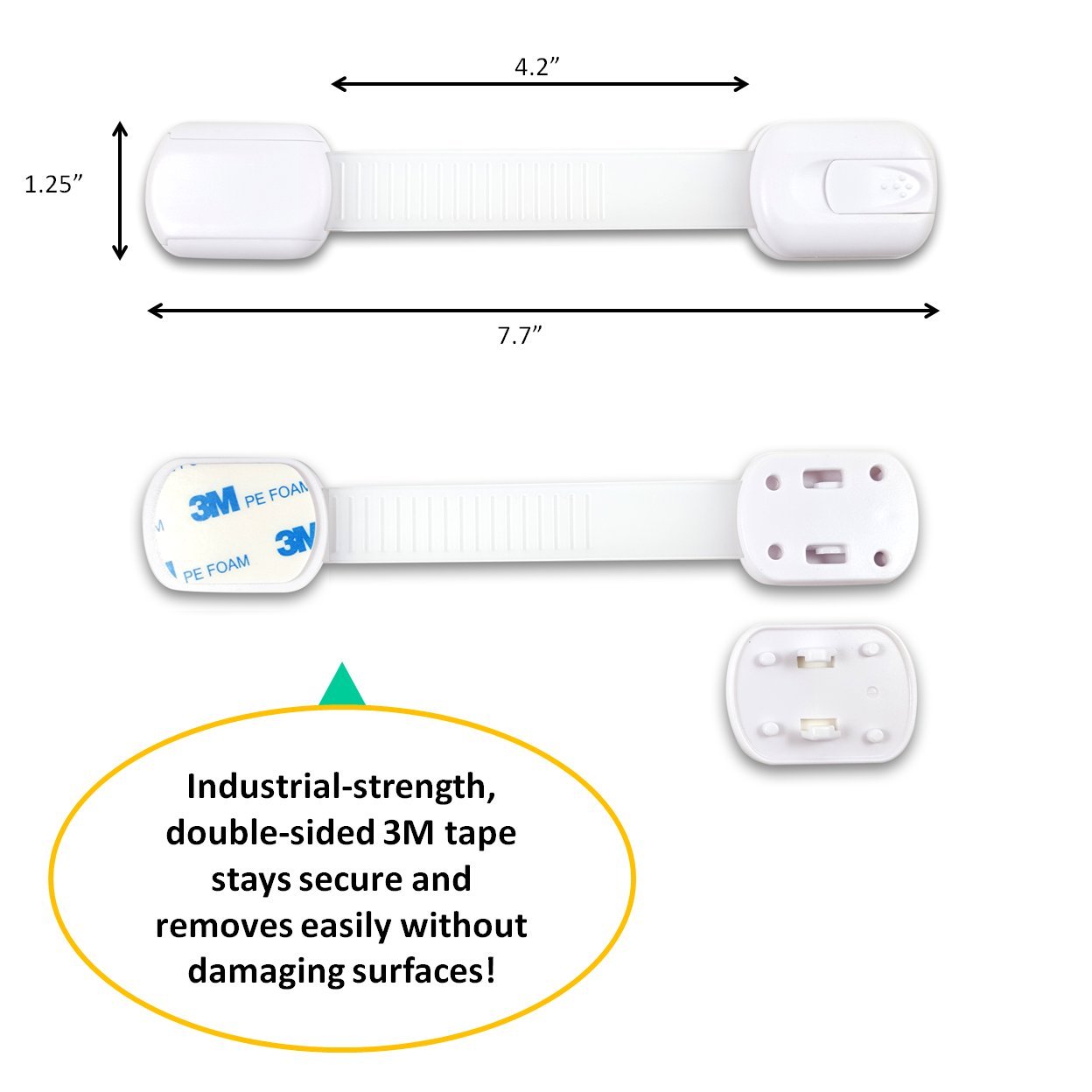 EliteBaby Baby Proofing Adjustable Child Safety Cabinet Locks, 8 Pack - Babylock Cabinet Latches to Baby Proof Cabinets, Drawers Locks | Child Safety Locks | No Drilling | 3M