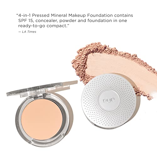 PUR Beauty 4-in-1 Pressed Mineral Makeup Powder Foundation with SPF 15 - Concealer & Finishing Compact Pressed Powder for Face - Buildable Medium to Full Coverage Foundation Powder (Light Porcelain)
