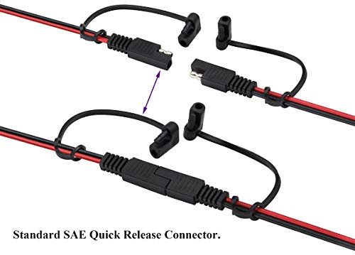 AAOTOKK SAE Y Splitter Connector Cable SAE 1 to 2 SAE DC Power Charger Automotive Extension Cable 2 Pin Quick Connect Disconnect Plug SAE Connector 16Awg Wire for Solar Panel Charging(0.6M/2ft)