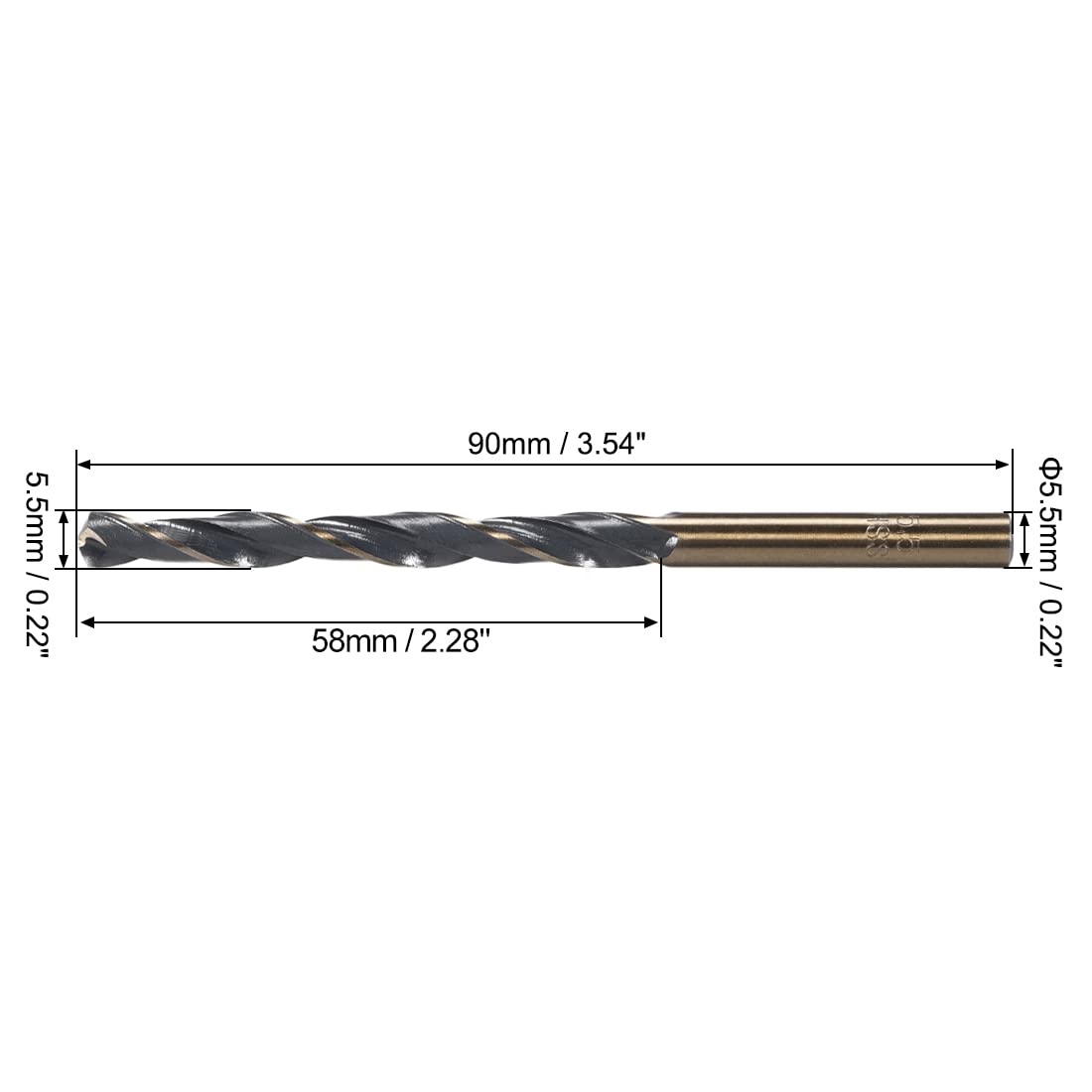 uxcell Straight Shank Twist Drill Bits 5.5mm High Speed Steel 4341 with 5.5mm Shank 5 Pcs for Stainless Steel Alloy Metal Plastic Wood