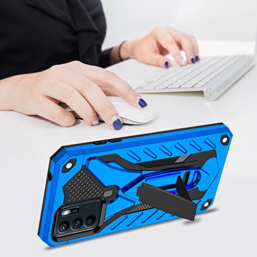 AVLUZ Protective Phone Cover Case Compatible with Oppo Reno 6 Pro(5G),Military Grade Strong Two Layer PU+TPU Hybrid Full Body Case,Bracket Protective Dustproof Shockproof Cover (Color : Jewel Blue)