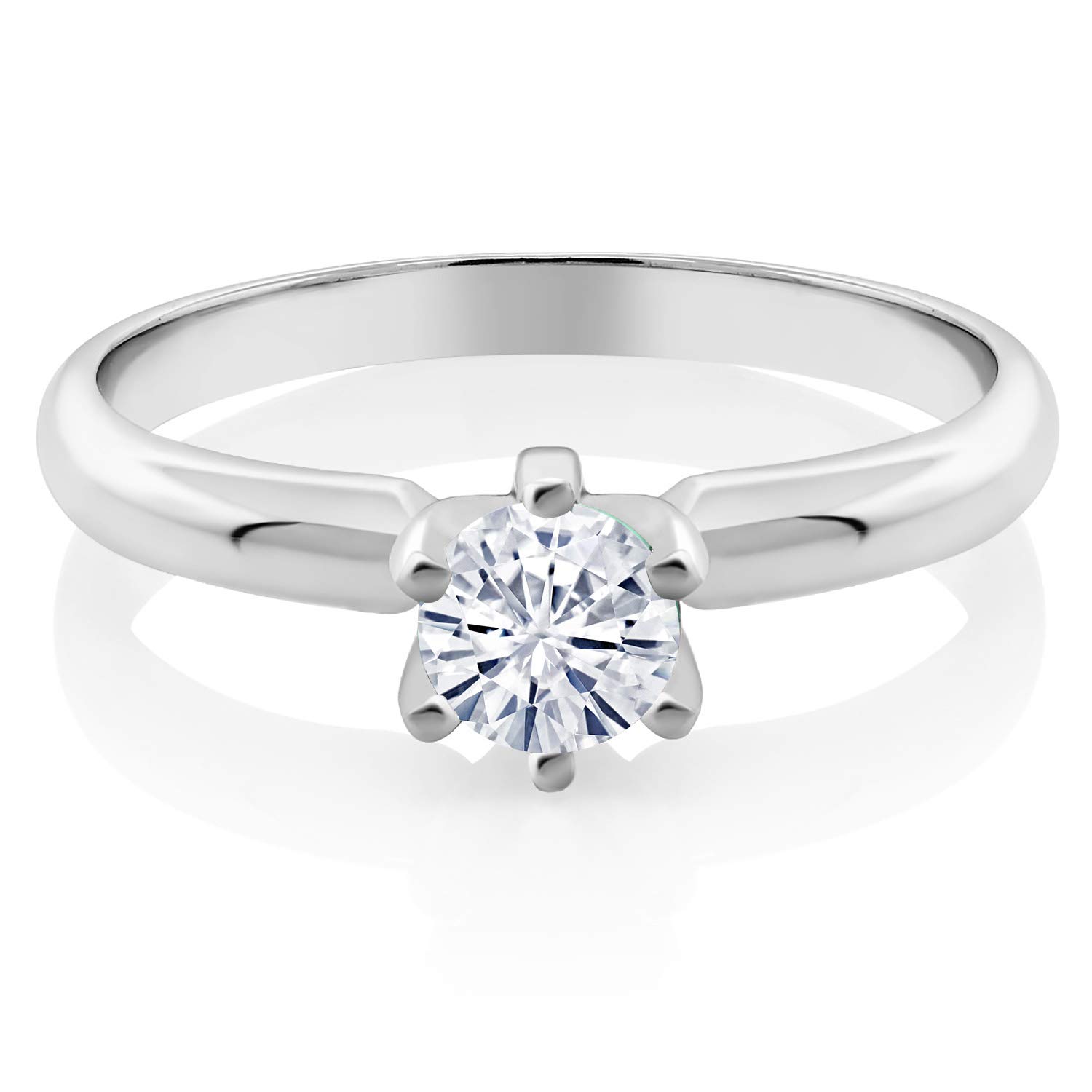 925 Sterling Silver Forever Classic Moissanite From Charles & Colvard Solitaire Engagement Ring For Women (0.50 Cttw, Round 5MM, Available In Size 5, 6, 7, 8, 9)
