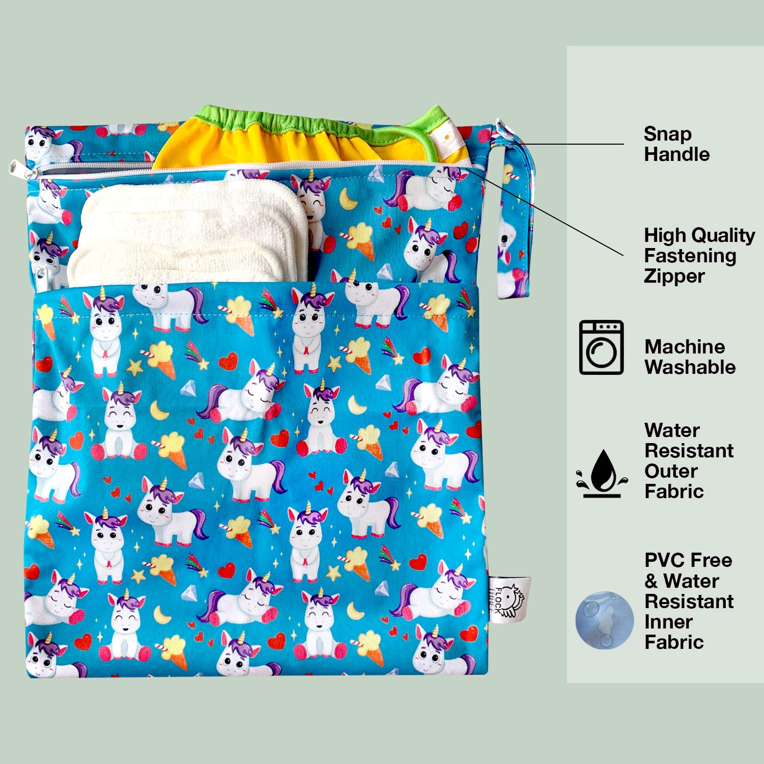 Waterproof and Reusable Wet Bag Diaper Stroller Water Resistant Swimsuit Travel Toiletries Yoga Gym Washable Carrier Small Medium Large Flamingo 4 Pack