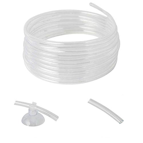 ZRDR Airline CO2 Tubing 16.4 Feet PU Aquarium CO2 Pressure Proof Tubing Trachea with Check Valves, Suction Cups, Soft and Transparent Aquarium Air Pump Accessories for Fish Tank