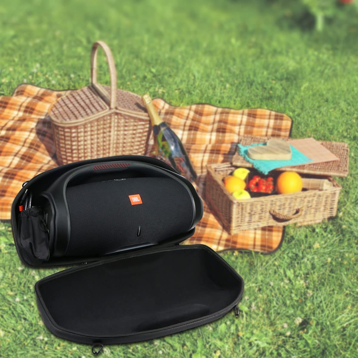 co2CREA Hard Travel case Replacement for JBL Boombox 2 Boombox 3 Waterproof Portable Bluetooth Speaker (All Black Case for Boombox 2 Speaker)