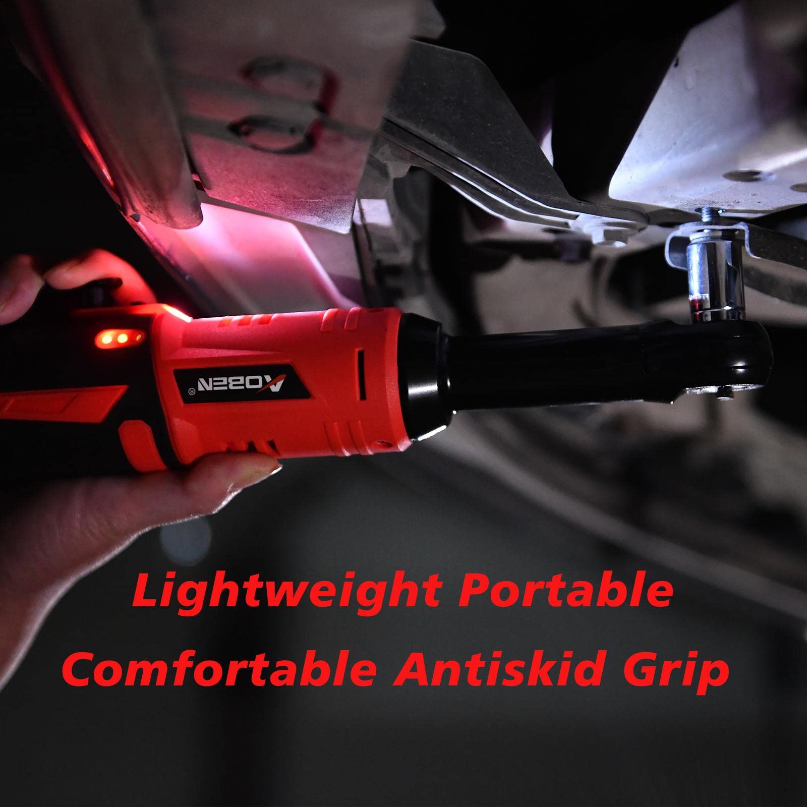 AOBEN 3/8" 40 Ft-lbs Cordless Electric Ratchet Wrench Kit with Variable Speed, Lithium Batteries
