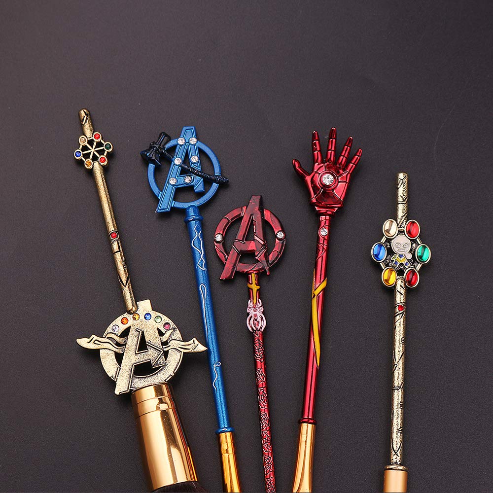 5Pcs Classical Movie Makeup Brushes - Professional Cosmetic Brushes Foundation Blending Blush Eye Shadows Face Powder Fan Brushes Kit for Fans