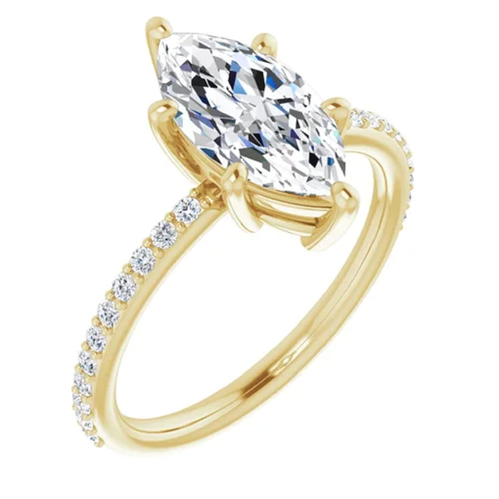 925 Silver, 10K/14K/18K Solid Gold Moissanite Engagement Ring,3.0 CT Marquise Cut Handmade Solitaire Ring, Diamond Wedding Ring for Women/Her Anniversary Ring, Birthday Ring,VVS1 Colorless Gift