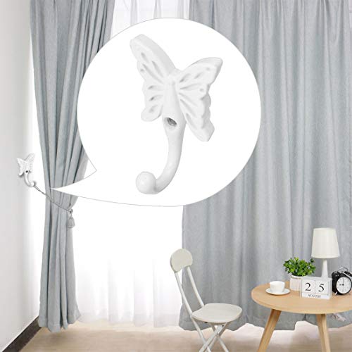 uxcell 6pcs Wall Mounted Robe Hook Zinc Alloy Butterfly Shaped DIY Hooks Coat Towel Wall Clasp Bathroom Hanger with Screws White