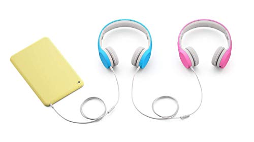 KPTEC [Volume Limited Kids Safety Foldable On-Ear Headphones with Mic, Volume Controlled at Max 93dB to Prevent Noise-induced Hearing Loss (NIHL), Passive Noise Reduction, Wired Earbuds,Pink