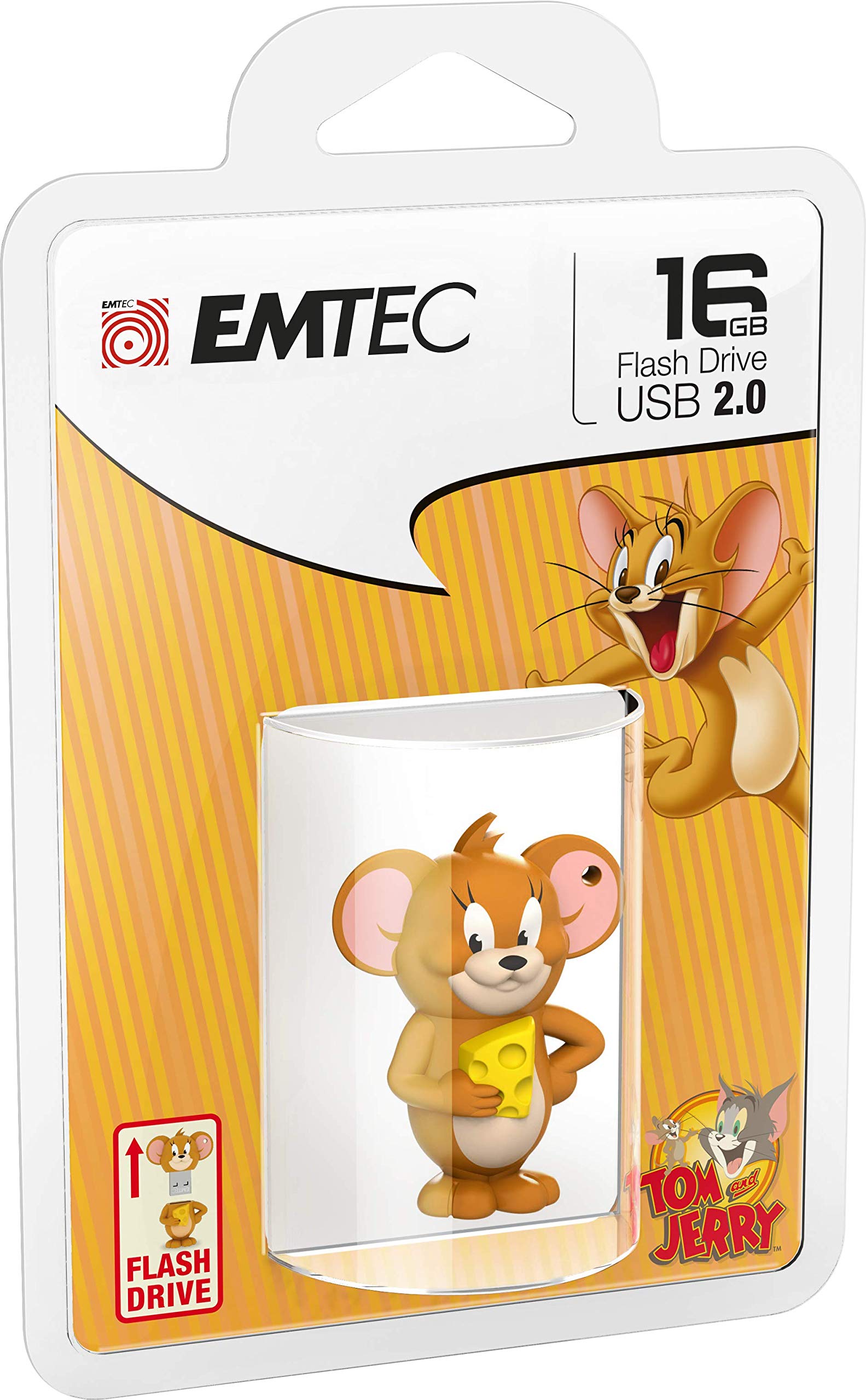 Emtec ECMMD16GHB103 - USB 2.0 Flash Drive - 16 GB, 16 Go - Licence Range - HB103 Collection - Hanna Barbera - Jerry Character - 3D Gum Soft Touch