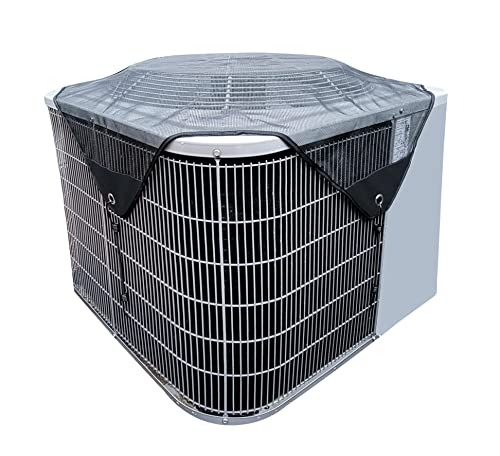 Air Conditioner Covers for Outside Units Central Ac Cover Leaf Guard Heavy Duty Mesh AC Defender for Outdoor Square Units, All Season Black (24 x 24 inch )