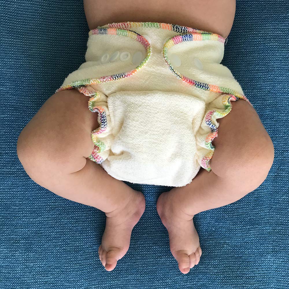Overnight Hemp Fitted Cloth Diaper: Adjustable One-Size with Snap Buttons and 2 Cotton Hemp Inserts, Unisex Baby (4-Pack)