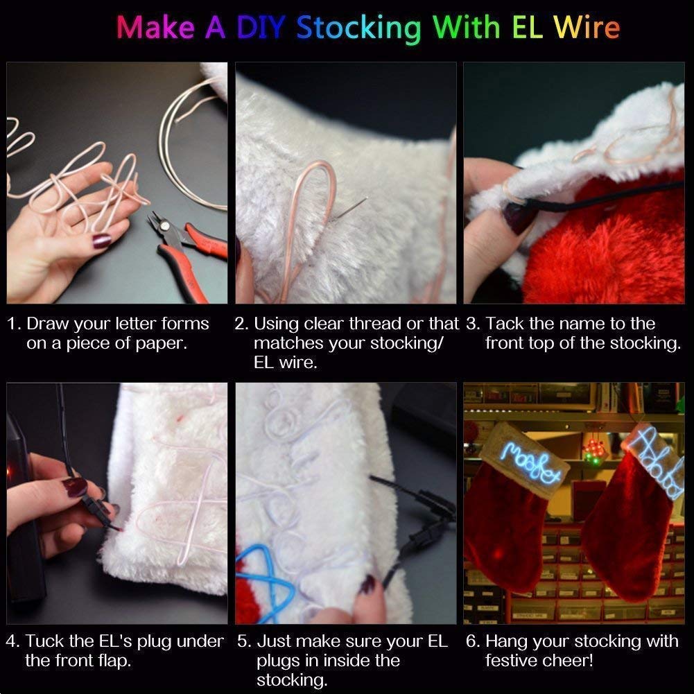 ABALDI El Wire Car LED Interior Lights, Neon Glowing Strobing Electroluminescent Wire Lights for Car Decorations(5m/16ft, Red)
