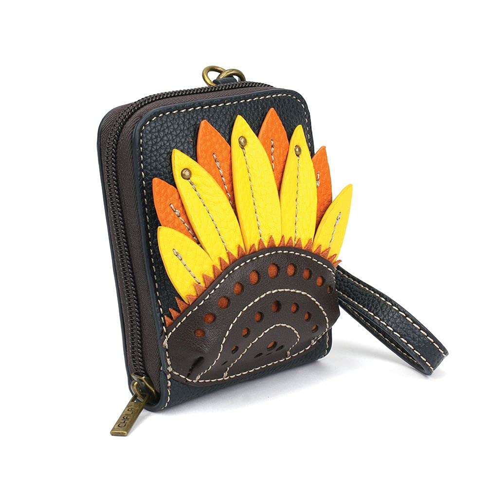 Chala Group Chala Handbags Cute-C Sunflower Credit Card Holder Wallet Wristlet, Navy, 3.5 W x 5 H x 1inch D