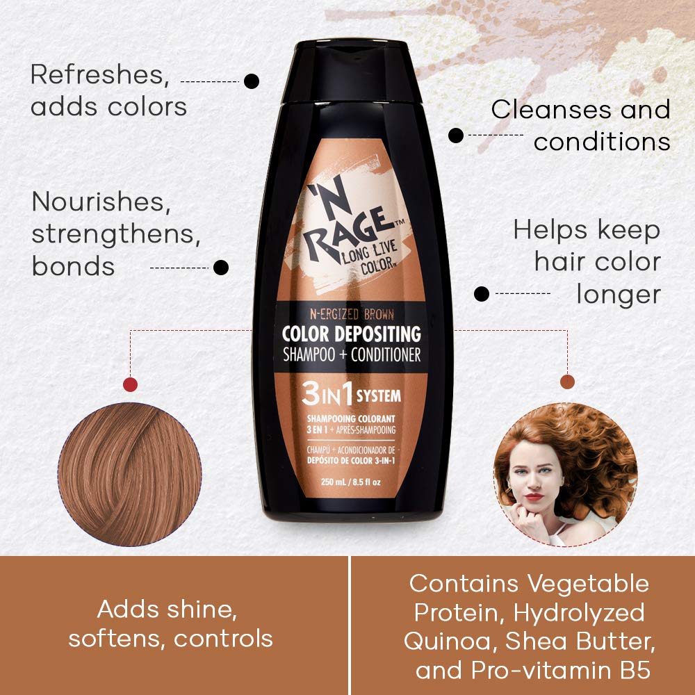 N Rage Color Depositing Shampoo + Conditioner 3 in 1 System (N-Ergized Brown)