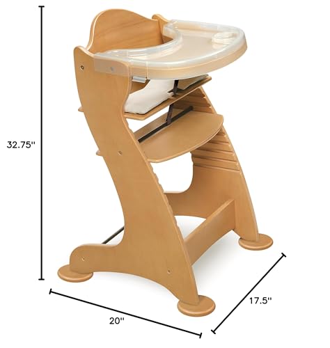 Embassy Convertible Height Adjustable Wood Baby High Chair with 2 Trays