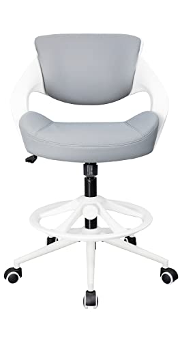 BOJUZIJA Tall Office Chair,Drafting Chair,Standing Computer Desk Chair with Foot Rest- Waist Support Function-Grey