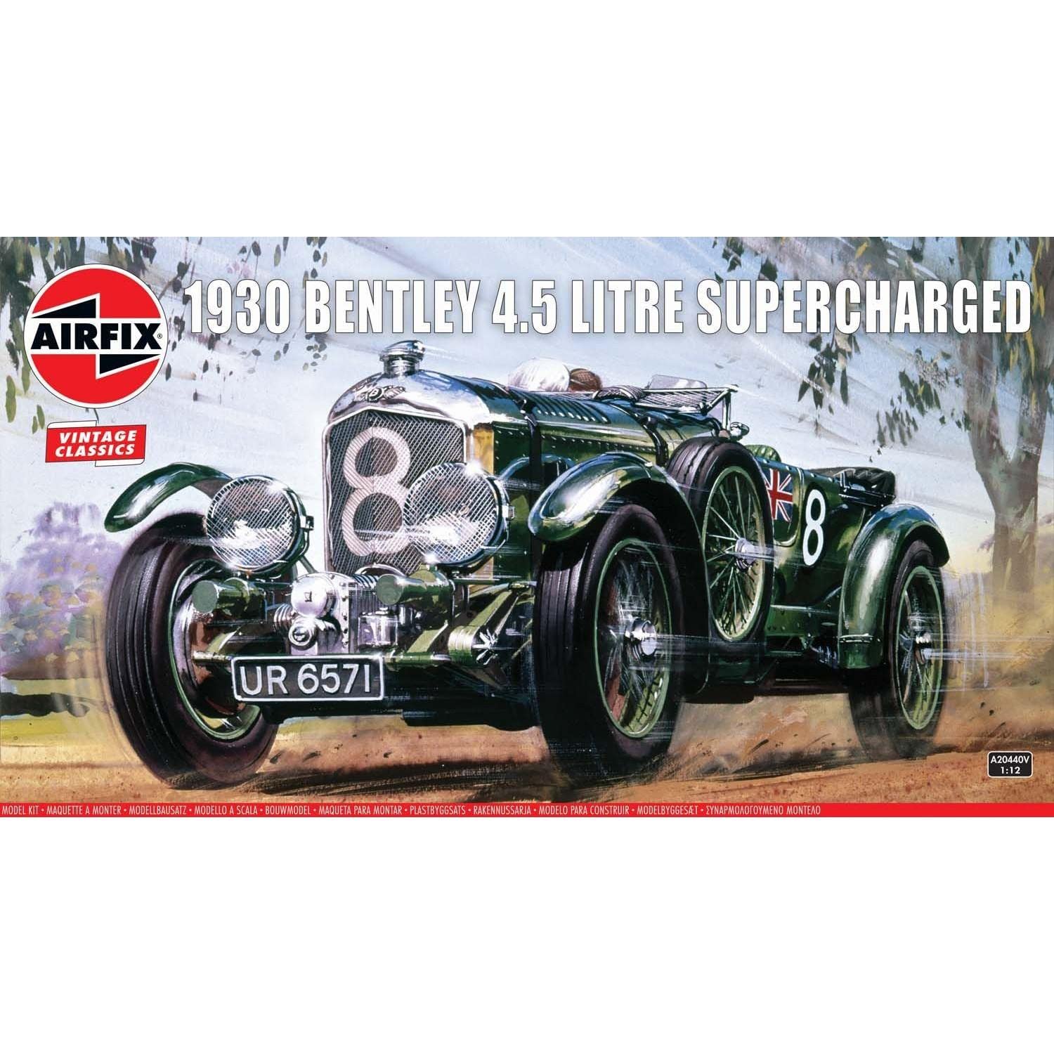 Airfix Vintage Classics 1930 4.5 Litre Bentely 1:12 Historic Sports Car Plastic Model Kit A20440V,Unpainted
