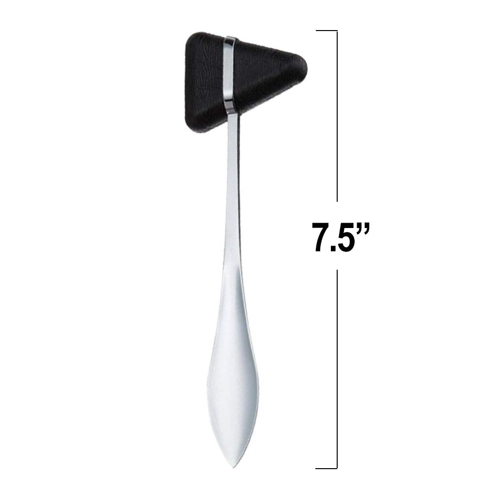 EMI Taylor Tomahawk Percussion Medical Reflex Hammer 7 1/2" with Chrome Plated Handle, Stainless Steel Construction - Precision Reflex Testing Tool for Medical Professionals - Black