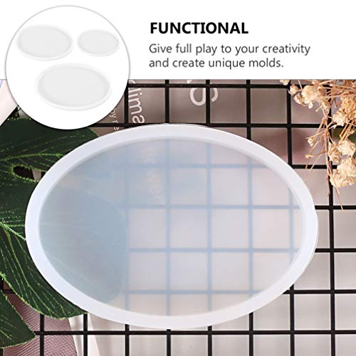 ARTIBETTER Pack of 3 Silicone Resin Tray Molds Oval Shaped Crystal Epoxy Platter Molds Coaster Resin Casting Molds for DIY Desktop Decoration