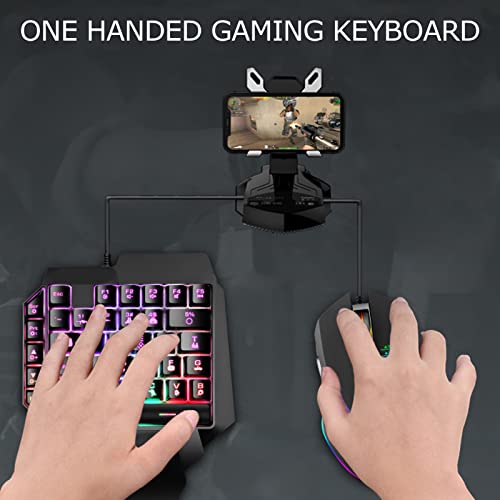 Acogedor One Hand RGB Gaming Keyboard, USB Wired 39 Keys LED Luminous Ergonomic Mechanical Feeling Keyboard with Anti Slip Pad, Plug and Play
