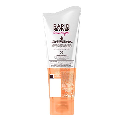 L'Oreal Paris Elvive Dream Lengths Rapid Reviver Power Conditioner, Nourishing & Strengthening Treatment, Enriched with Castor Oil, For Long, Damaged Hair 180ml