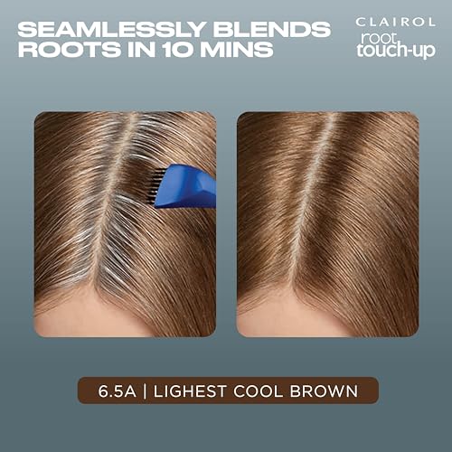 Clairol Root Touch-Up by Nice'n Easy Permanent Hair Dye, 6.5A Lightest Cool Brown Hair Color, Pack of 1