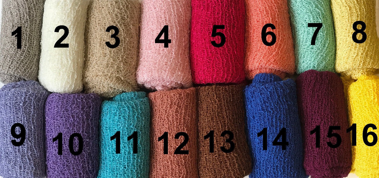 Matissa Newborn Baby Photography Prop Swaddle Cheesecloth Knit Crochet Wrap 16 Colors Available (Brown)