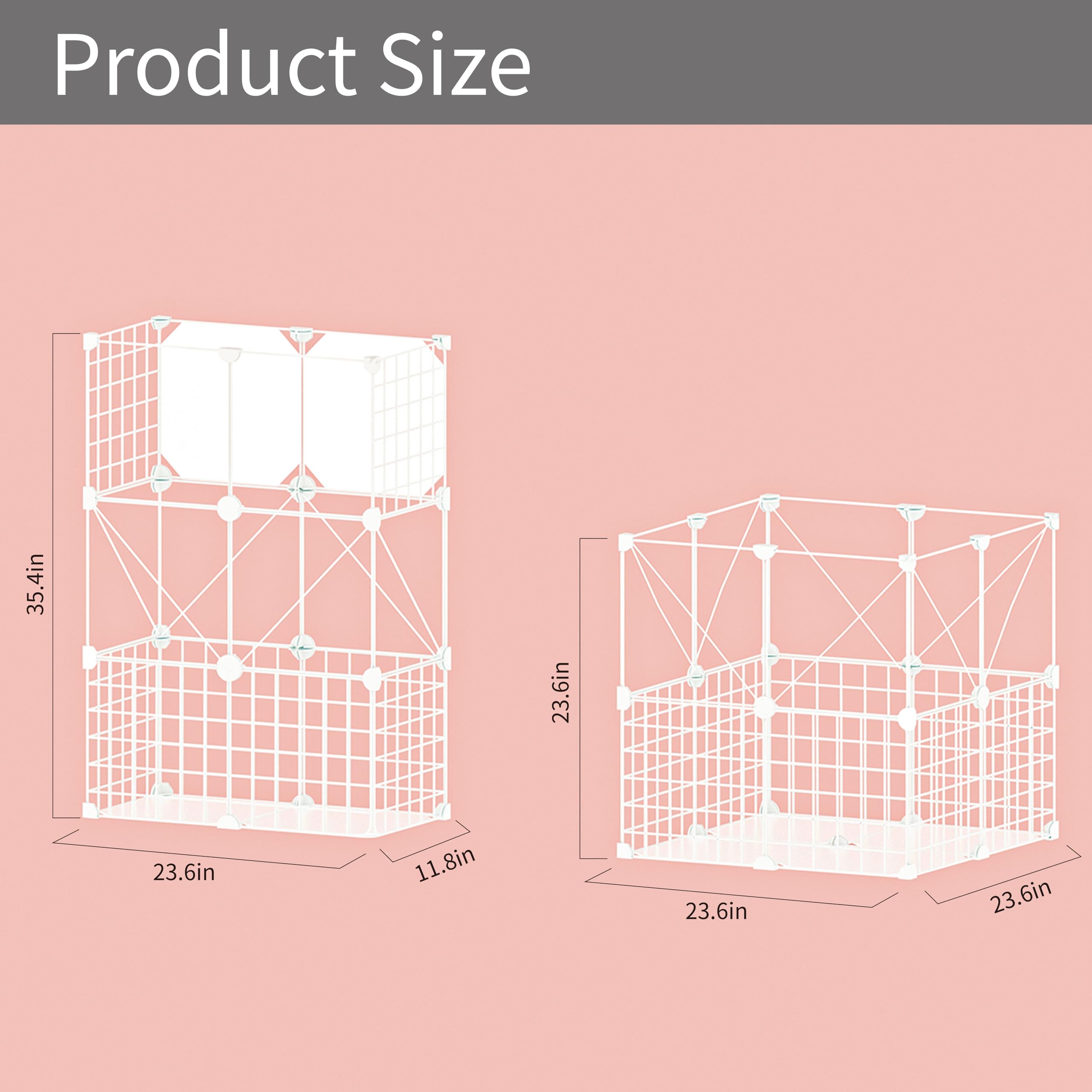 Aougiley Stuffed Animal Storage Box, Square Metal Organizer Holder with Adjustable Cord for Kids, L23.6 * W23.6 * H23.6 inches