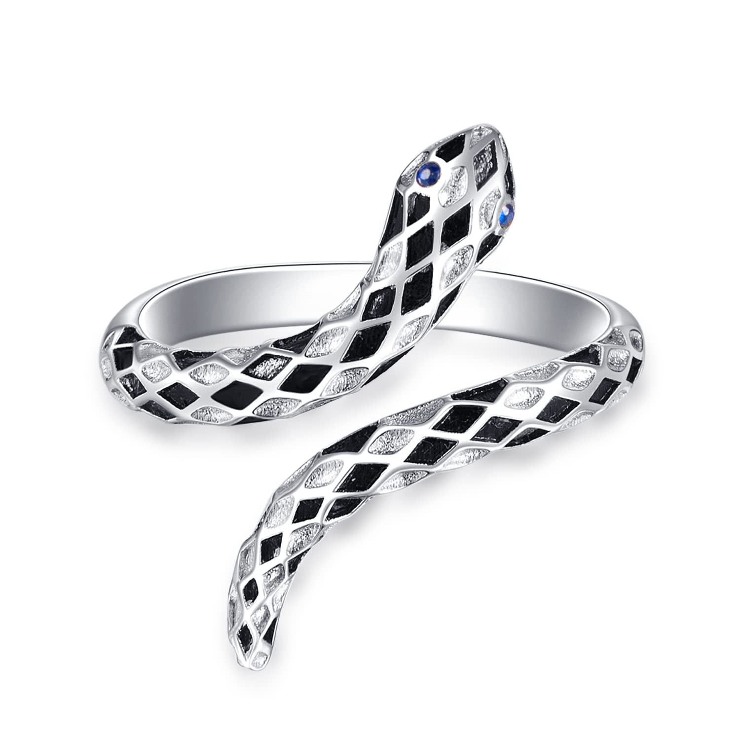 925 Sterling Silver Snake Warp Rings Adjustable Black Snake Ring Jewelry Gift for Women (8)