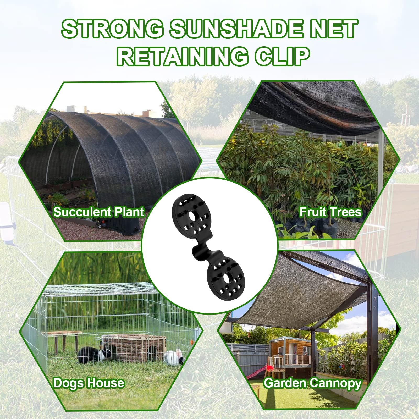 50 Pcs Shade Cloth Clips, 2024 Shade Cloth Plastic Clips Greenhouse Shade Cloth Fix Clamp, Windproof Awning Clamp Grip Tarp Clips for Sunshade Net, Anti Bird Netting, Garden Netting, Patio Accessories
