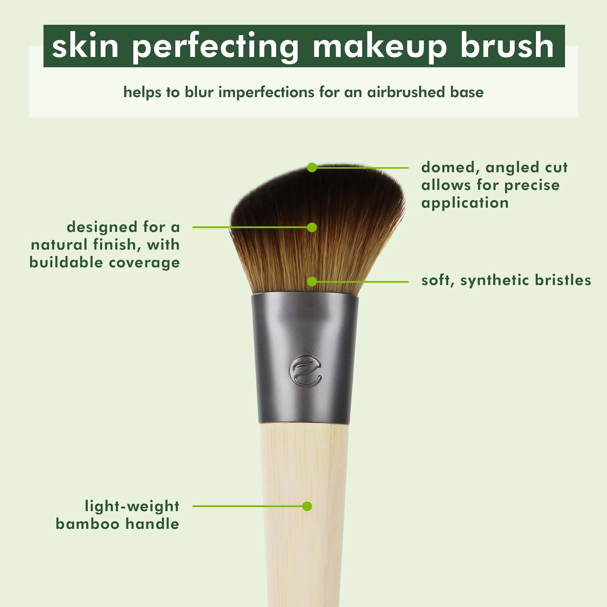 EcoTools Skin Perfecting Makeup Brush, For Liquid & Cream Foundation & Contour, Angled Brush Ideal for BB & CC Creams, Eco-Friendly, Dense, Synthetic Bristles, Vegan & Cruelty-Free, 1 Count