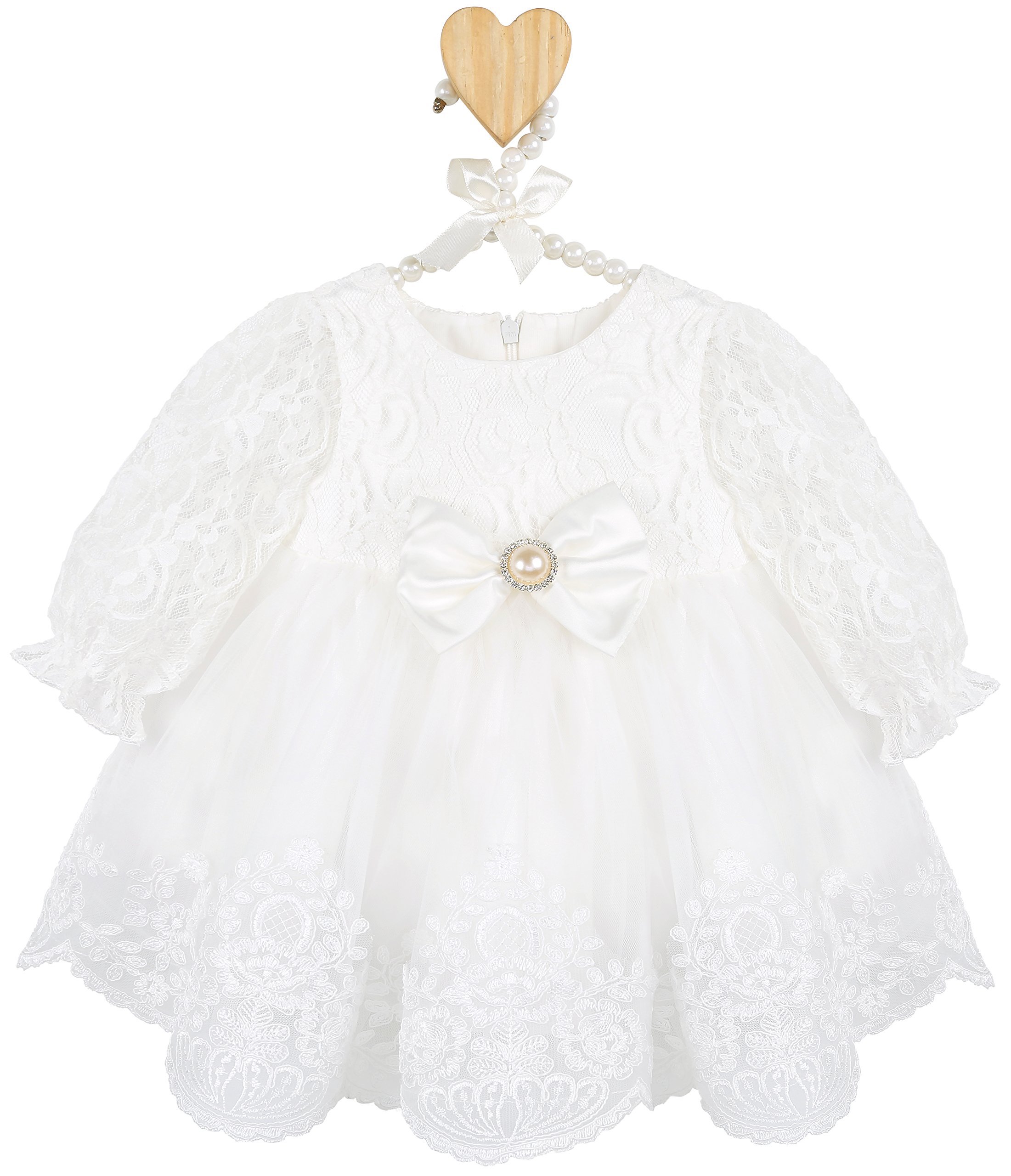 T.F. Taffy Taffy Baby Girl Newborn Christening Baptism, White, Size 0-3 Months