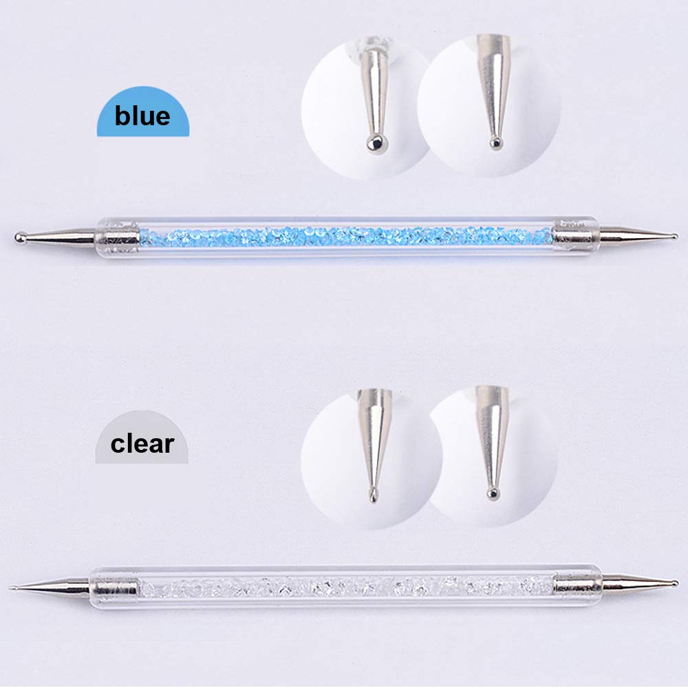 5pcs Rhinestone Dotting Pen Dual-ended Gems Crystals Studs Beads Picker Pencil with Crystal Acrylic Handle Pedicure Manicure Nail Art DIY Decoration Tool